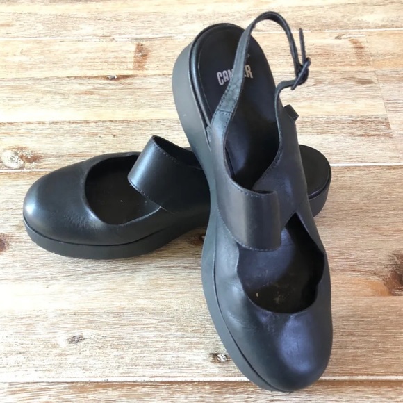 Camper | Shoes | Camper Womens Mary Jane Dessa Black Leather Slingback ...